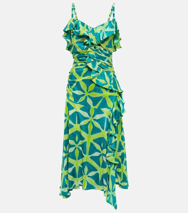 Ulla Johnson Zoya Printed Silk Midi Dress - Multicoloured
