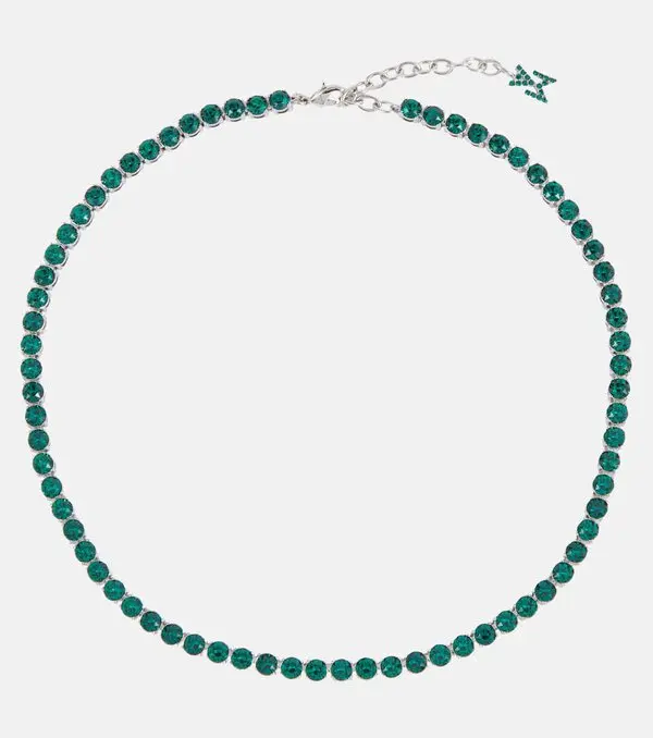 Amina Muaddi Tennis Crystal Necklace - Green