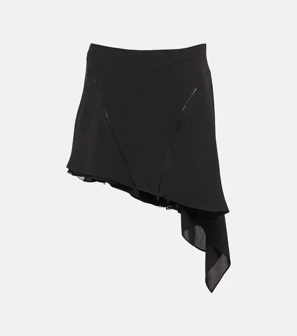 MUGLER Asymmetrical High-rise Mini Skirt - Black