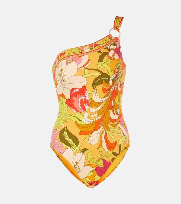 Camilla The Flower Child Society One-shoulder Swimsuit - Orange