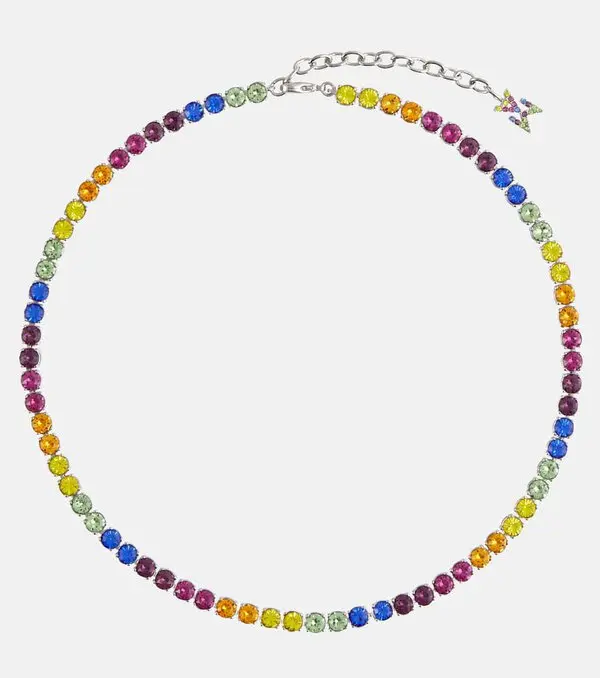 Amina Muaddi Tennis Crystal Necklace - Multicoloured