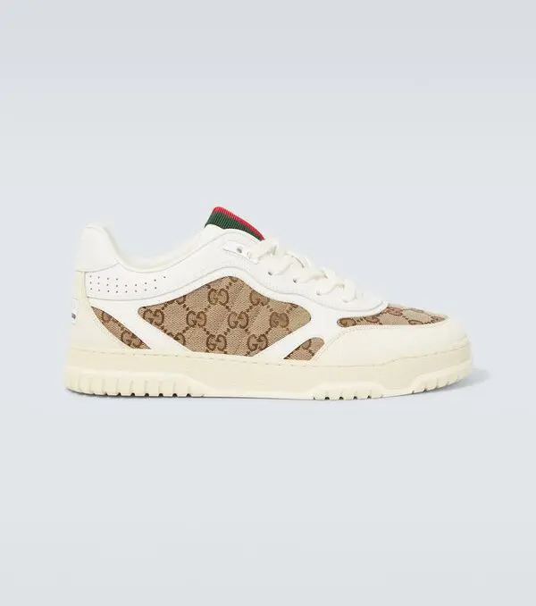 Gucci Re-web Gg Canvas Lace-up Sneakers - White