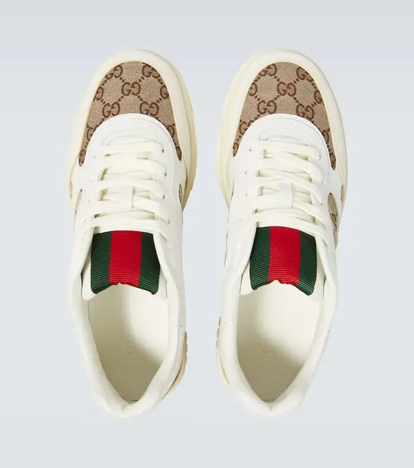 Gucci Re-web Gg Canvas Lace-up Sneakers - White