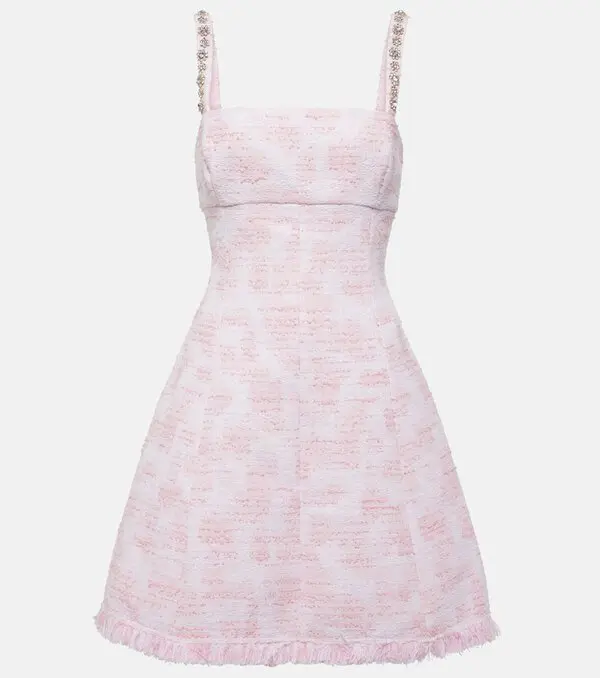Oscar De La Renta Crystal-embellished Tweed Minidress - White