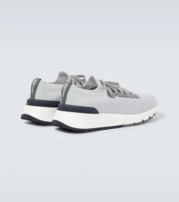 Brunello Cucinelli Leather-trimmed Knitted Sneakers