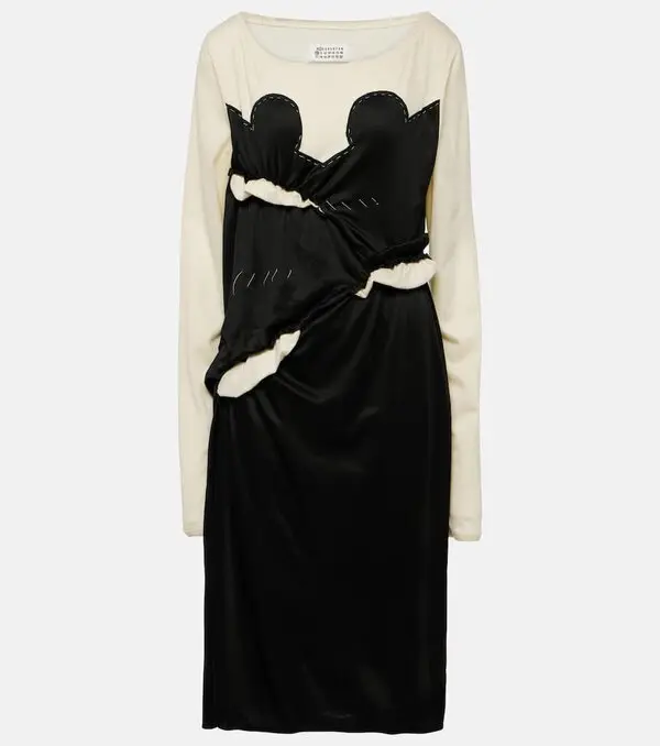MAISON MARGIELA Spliced Gathered Jersey Midi Dress - Multicoloured