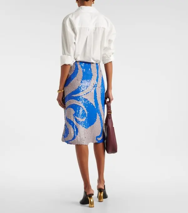 Dries Van Noten Sequined Midi Skirt