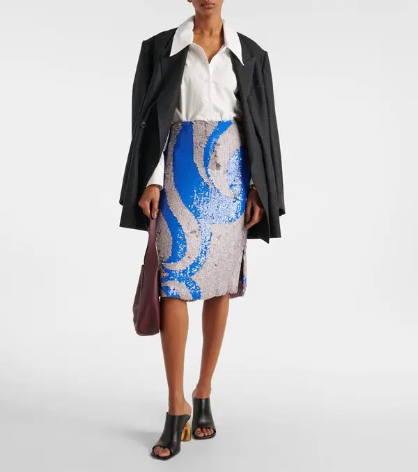 Dries Van Noten Sequined Midi Skirt