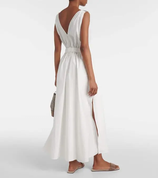 Brunello Cucinelli Pleated Maxi Dress - White