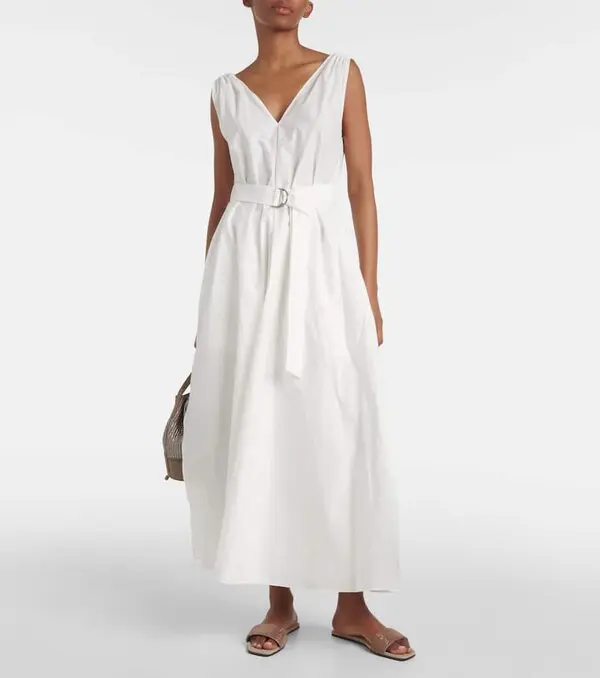 Brunello Cucinelli Pleated Maxi Dress - White