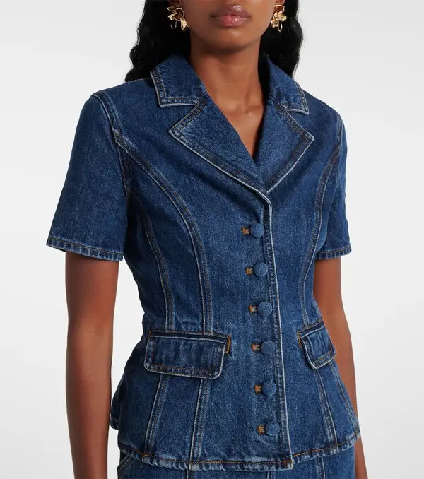SELF-PORTRAIT Flared Denim Midi Dress