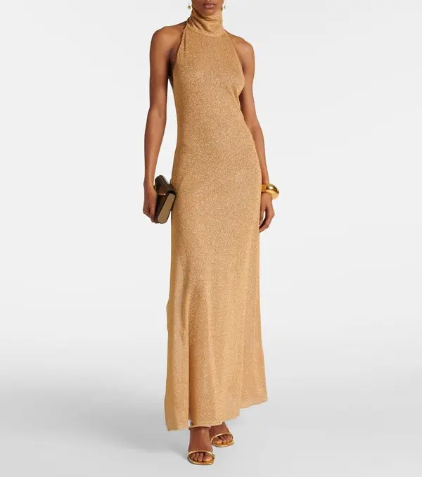 Oseree Lumiere Metallic Maxi Dress