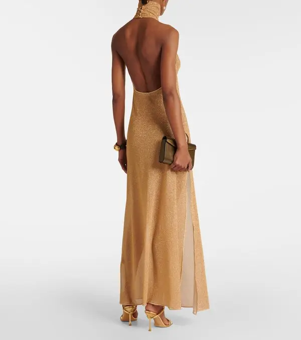 Oseree Lumiere Metallic Maxi Dress