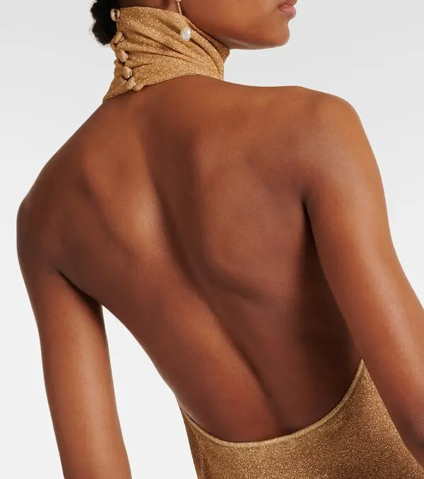 Oseree Lumiere Metallic Maxi Dress