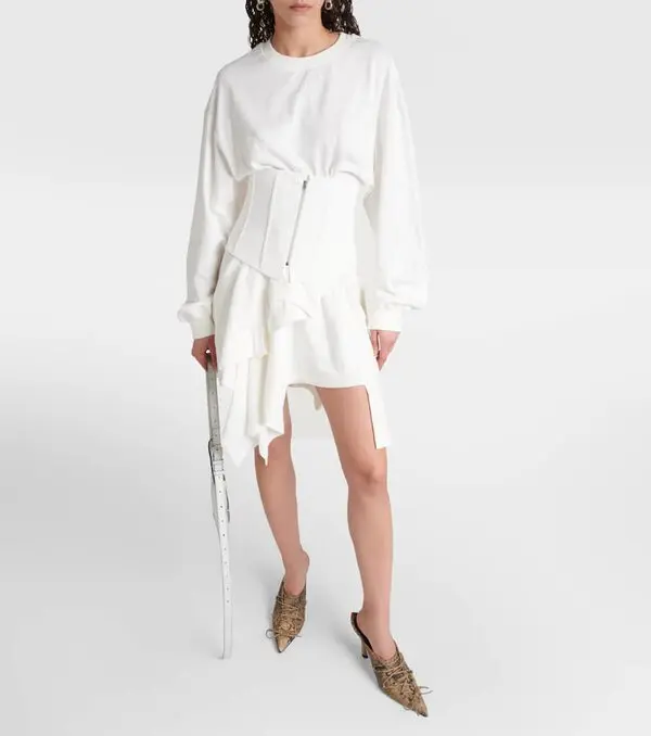 Acne Studios Asymmetric Cotton Jersey Corset Dress