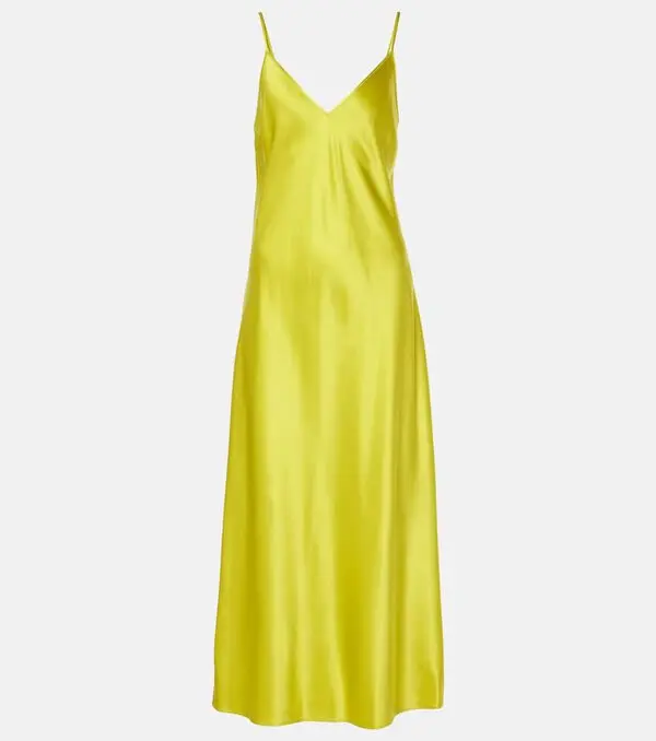 JOSEPH Clea Silk Satin Slip Dress - Green