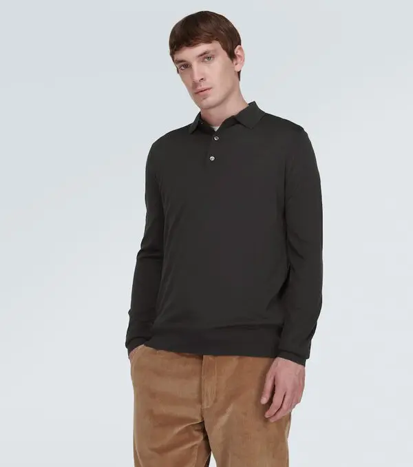 Loro Piana Ml Long-sleeved Wool Polo Shirt - Brown