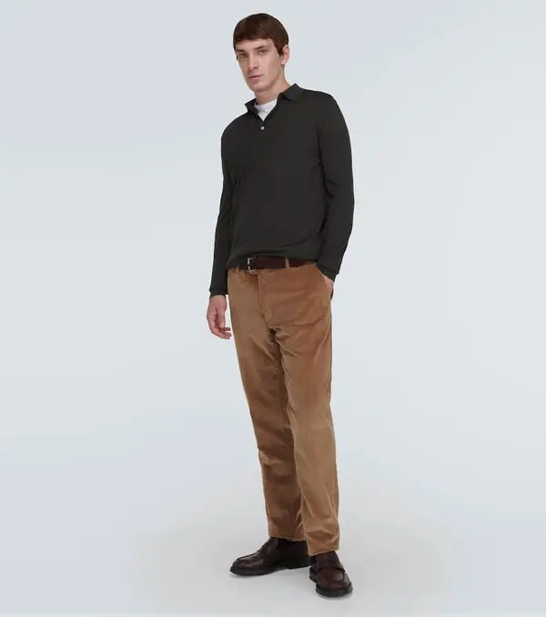 Loro Piana Ml Long-sleeved Wool Polo Shirt - Brown