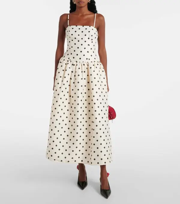 SELF-PORTRAIT Polka Dot Taffeta Corset Dress