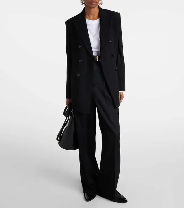 AMI Paris High-rise Wool Wide-leg Pants