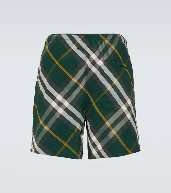 Burberry Check Swim Trunks - Green