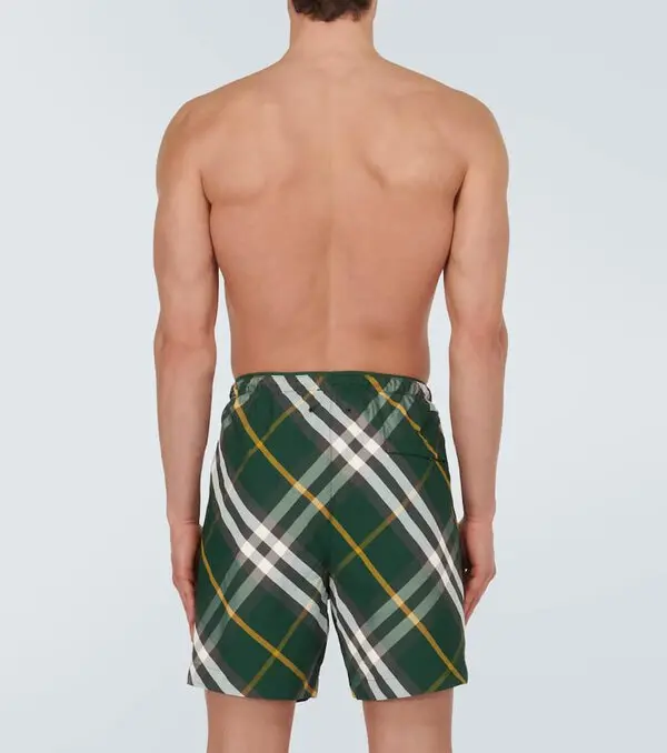 Burberry Check Swim Trunks - Green