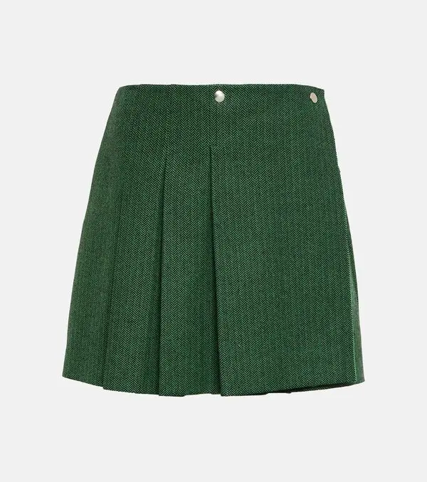 Plan C Pleated Wool-blend Mini Skirt