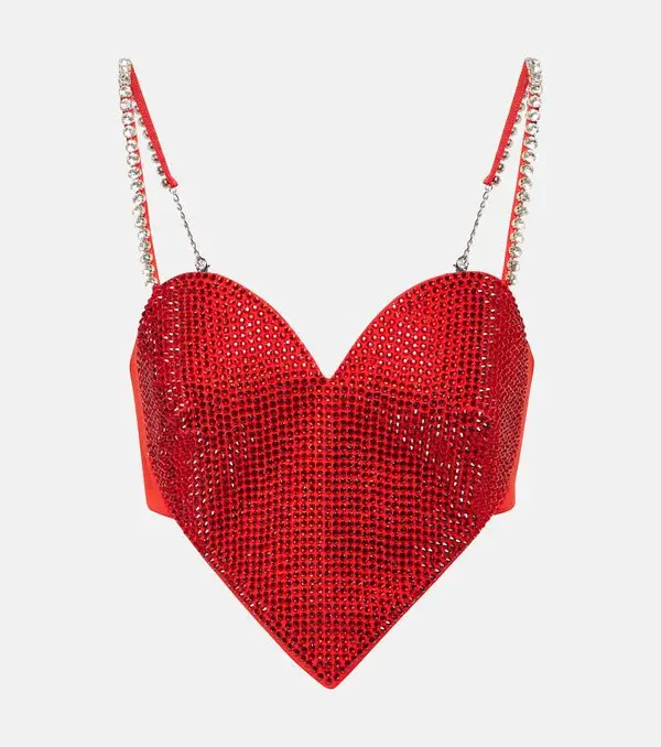 AREA Embellished Wool Crop Top