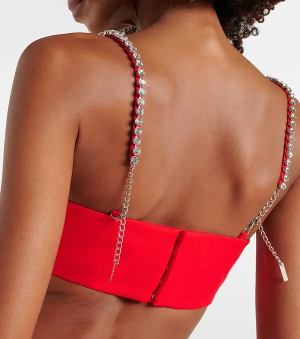 AREA Embellished Wool Crop Top