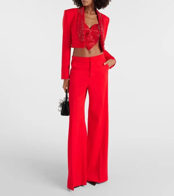 AREA Embellished Wool Crop Top