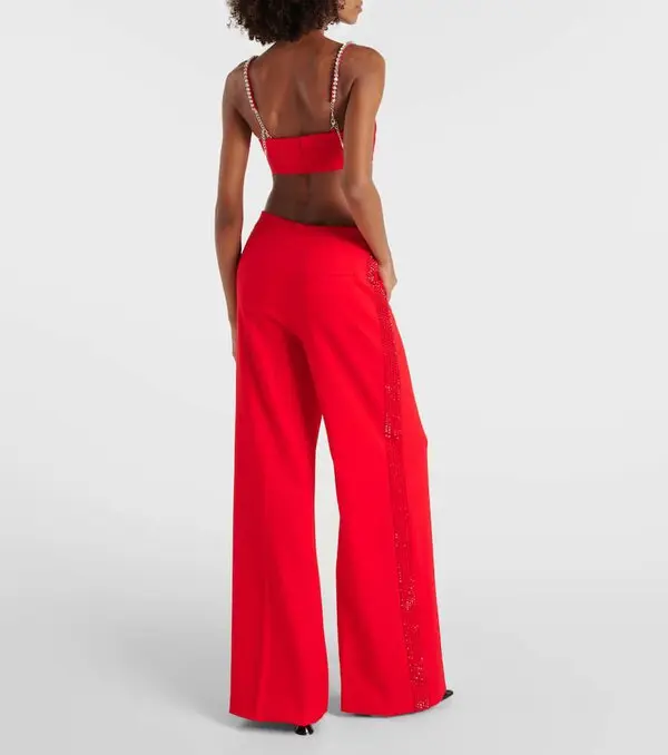 AREA Embellished Wool Crop Top