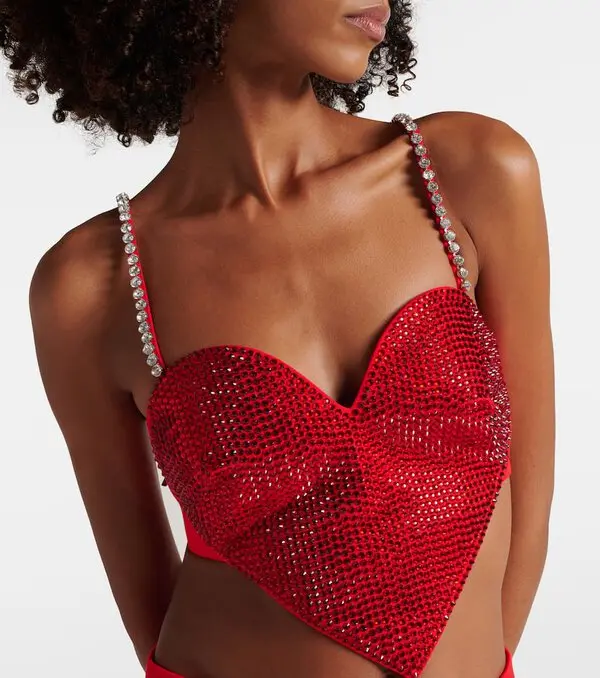 AREA Embellished Wool Crop Top