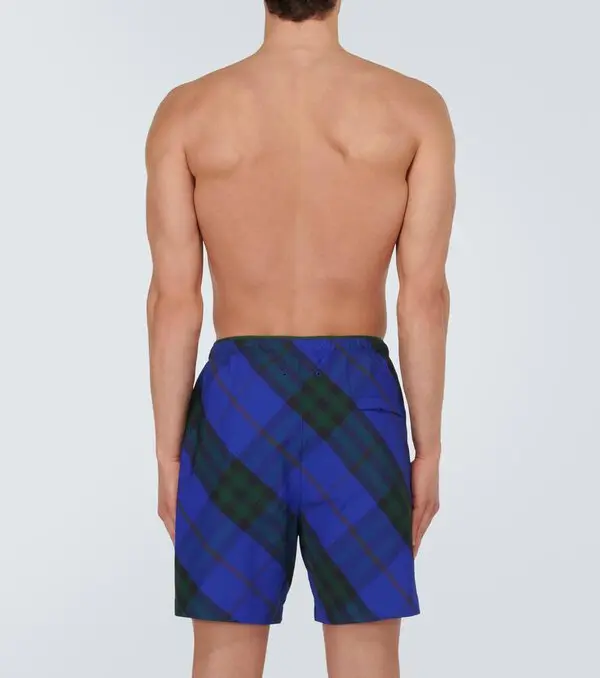 Burberry Check Swim Trunks - Blue