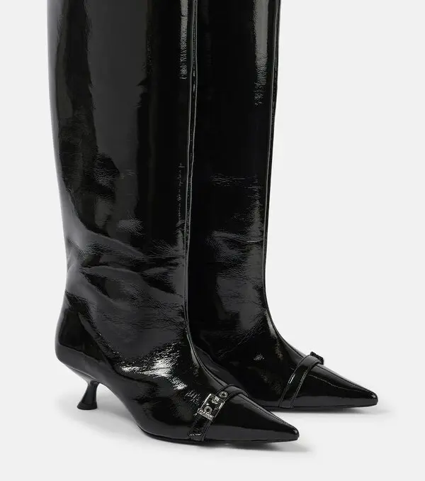 GANNI Eyelet Faux Leather Knee-high Boots