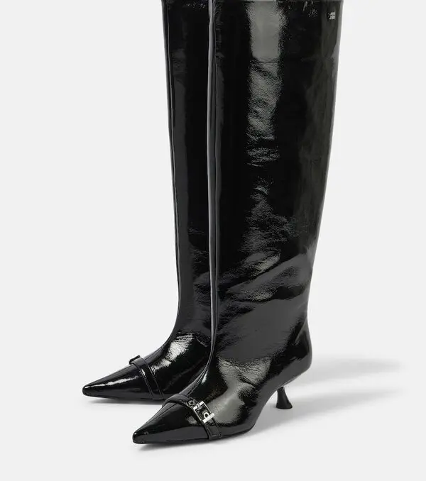 GANNI Eyelet Faux Leather Knee-high Boots