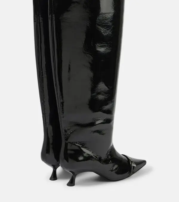 GANNI Eyelet Faux Leather Knee-high Boots