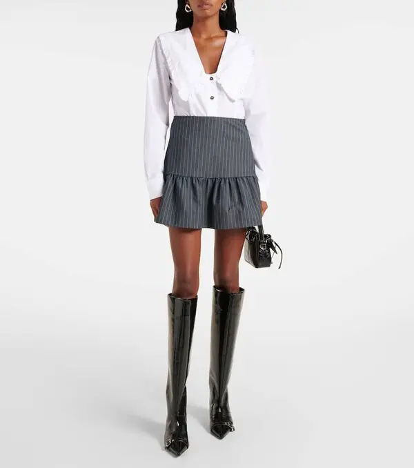 GANNI Eyelet Faux Leather Knee-high Boots