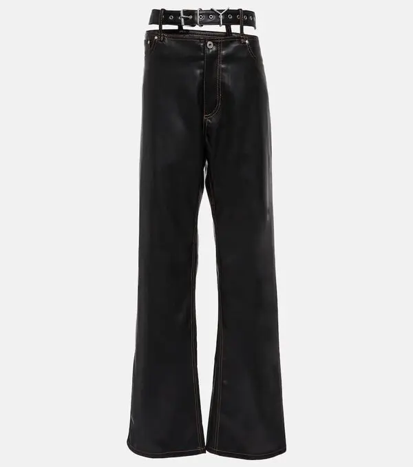 Y/project Wide-leg Belted Polyurethane Trousers