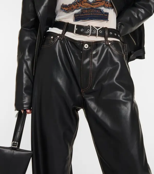 Y/project Wide-leg Belted Polyurethane Trousers