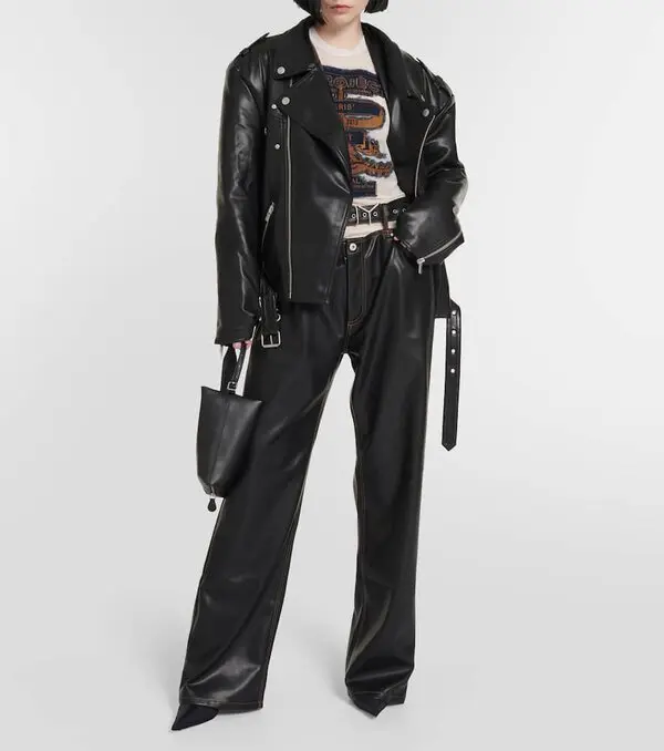 Y/project Wide-leg Belted Polyurethane Trousers