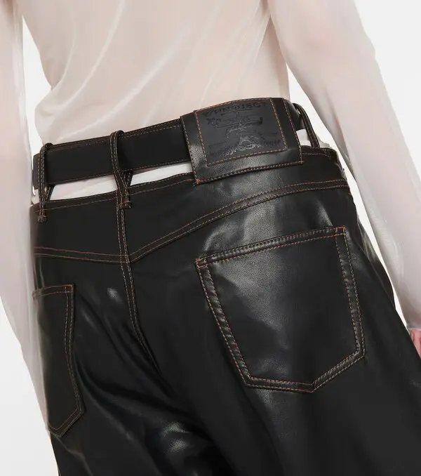 Y/project Wide-leg Belted Polyurethane Trousers