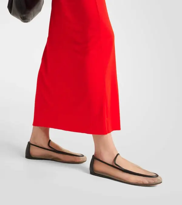 Khaite Alessia Leather-trimmed Mesh Loafers - Neutrals