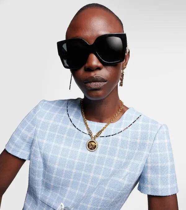 Versace Greca Embellished Oversized Sunglasses