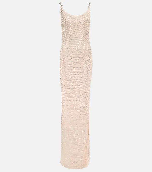AYA MUSE Vatia Sequined Knitted Maxi Dress - White
