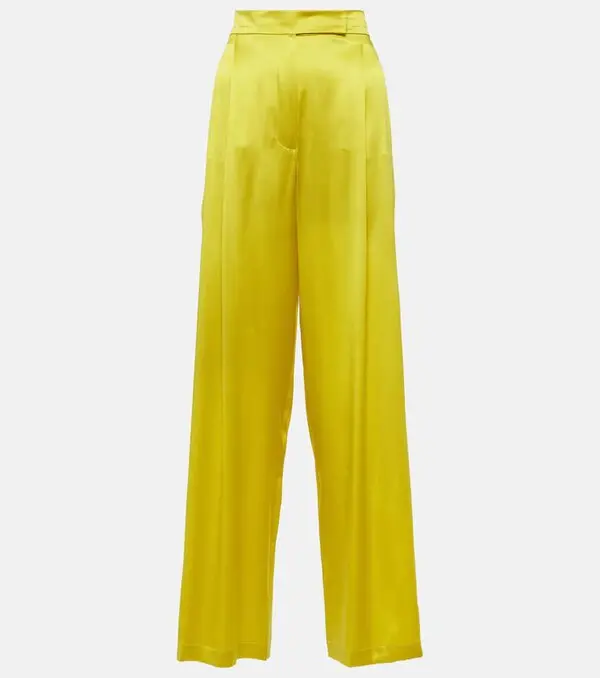 Max Mara Fiesta Wide-leg Silk Pants - Yellow