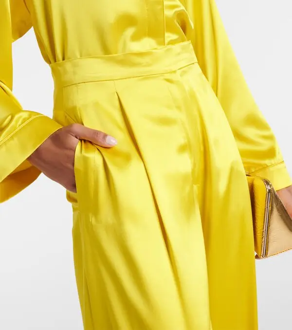 Max Mara Fiesta Wide-leg Silk Pants - Yellow