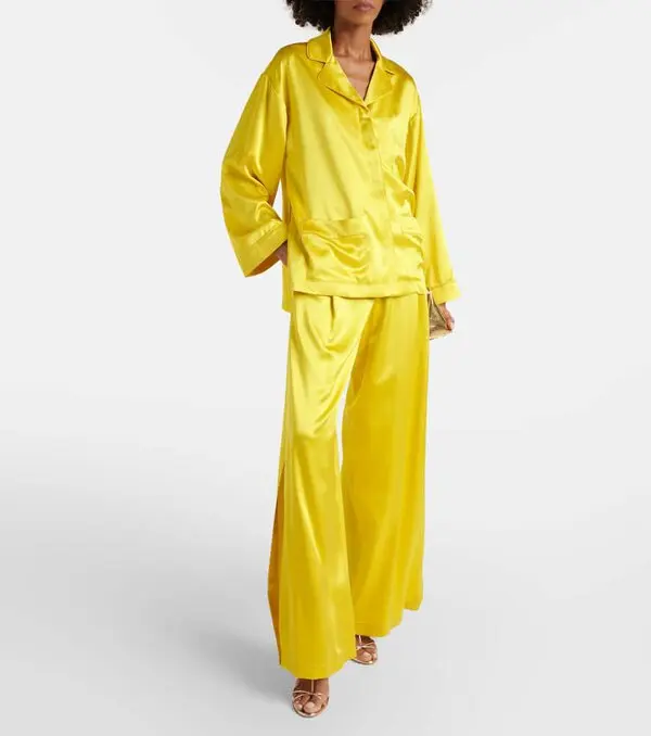 Max Mara Fiesta Wide-leg Silk Pants - Yellow