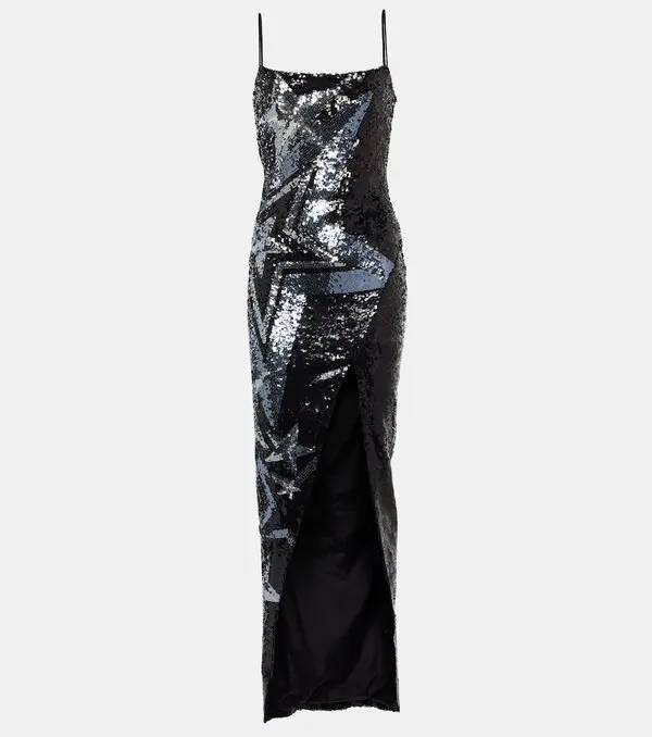 Balmain Sequined Side-slit Maxi Dress