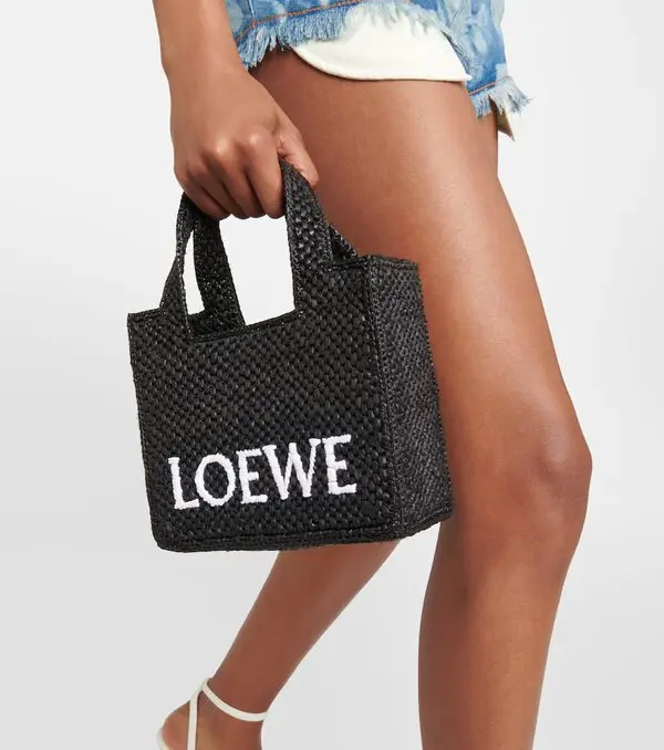 Loewe Raffia Top-handle Bag - Black