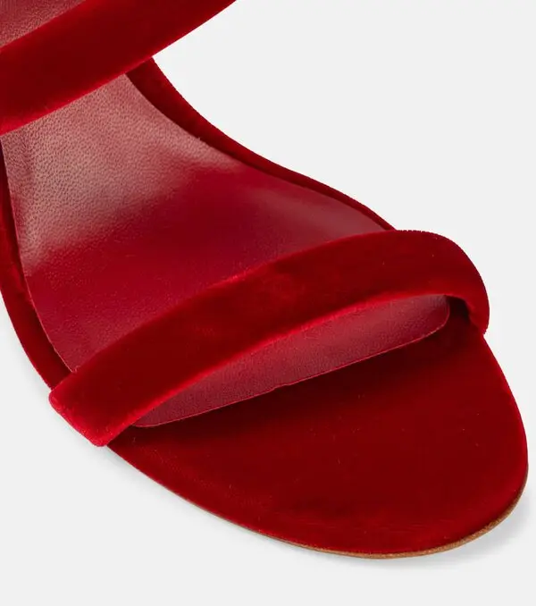 Rene Caovilla Cleo 80 Velvet Sandals - Red